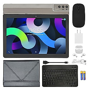 Airshi Business Tablet, 3 Card Slots Office Tablet US Plug 100‑240V 8800mAh Dual Camera with Earbuds Mouse Keyboard for Home (#4)