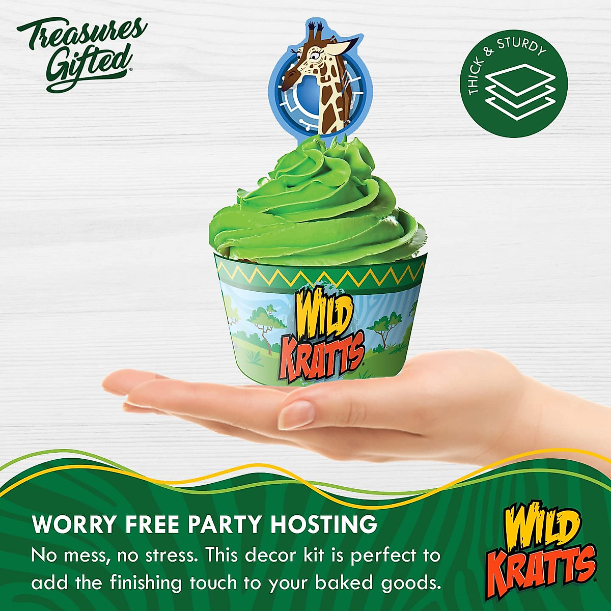 Treasures Gifted Wild Kratts 24ct Cupcake Toppers & Wrappers - Birthday Party Supplies