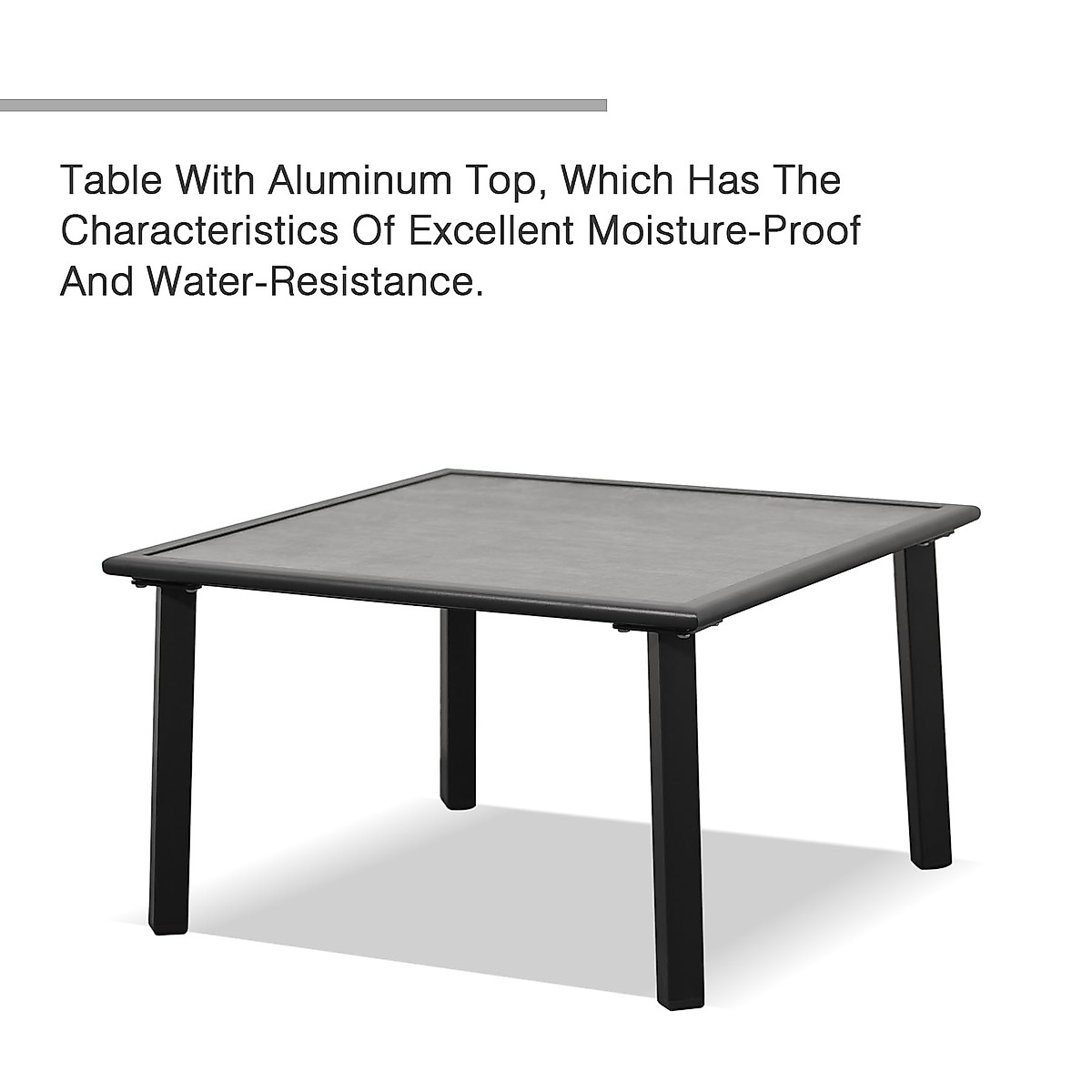 Domi Outdoor Chairs Set of 2 with Side Table, All-Weather Modern Plastic Metal Dining Chairs Patio Furniture with Arms & Removable Gray Cushions for for Balcony, Backyard, Pool, Porch