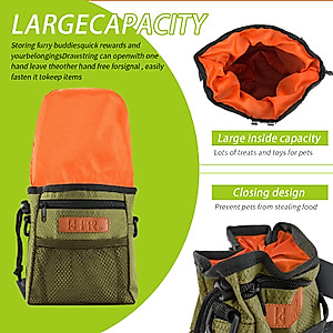 KHPR Dog Treat Training Pouch Easily Carries Pet Toys Kibble, Treats Built-in Poop Bag Dispenser 3 Ways to Wear Comes with a Foldable Silicone Bowl(Army Green)