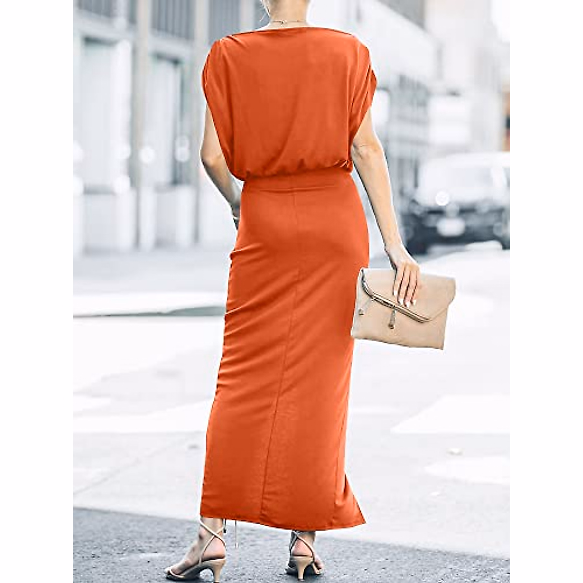 ANRABESS Womens Off The Shoulder Solid Color Business Pencil Dress Wedding Guest Dress Office Work Dresses A880-chenghong-S