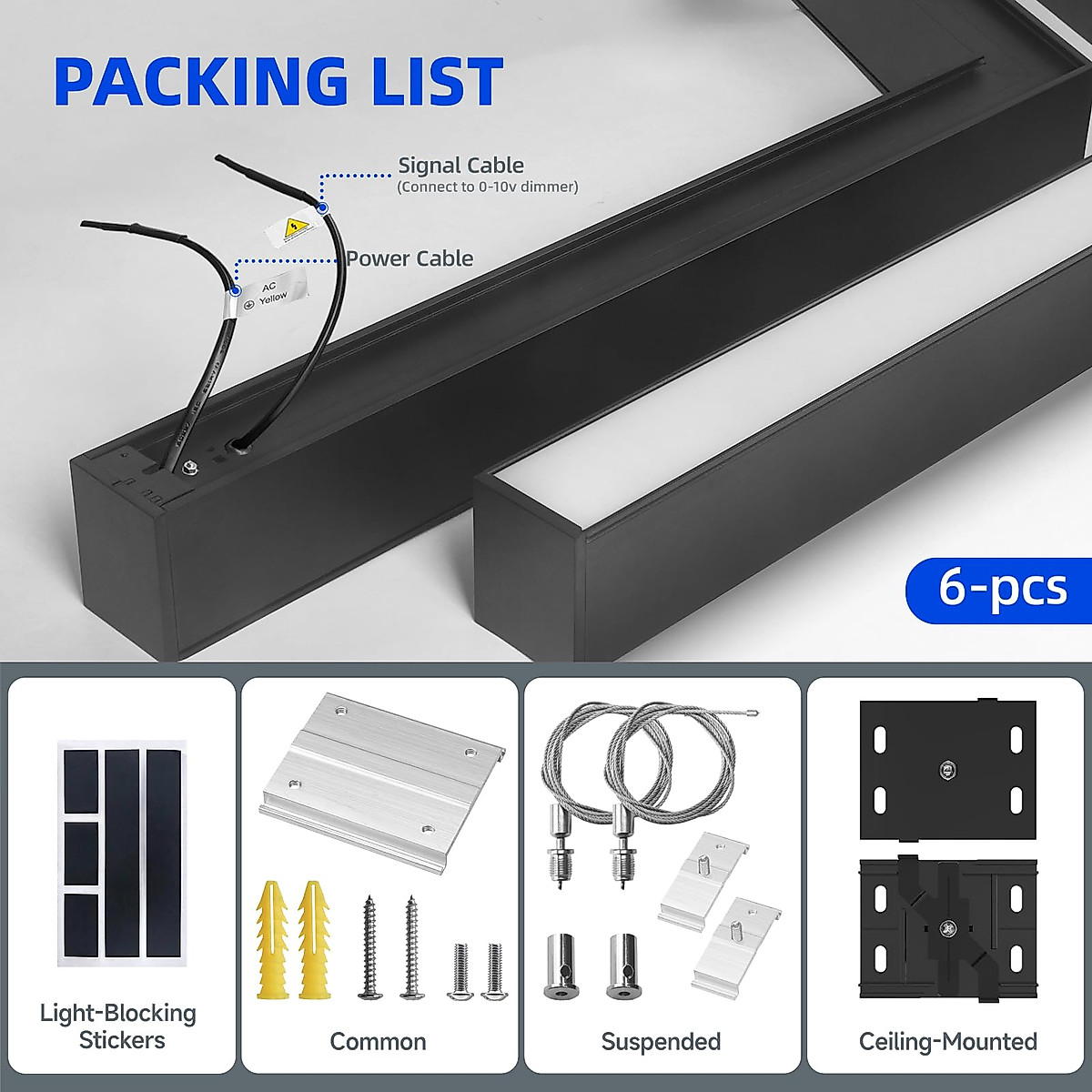 Barrina LED Hexagon Light, DIY Linear Light, Dimmable Hanging Shop Light, 2700K 4000K 5000K Color Changing, Linkable Office Light Fixtures, Seamless Connection, 5568-0-10V Series