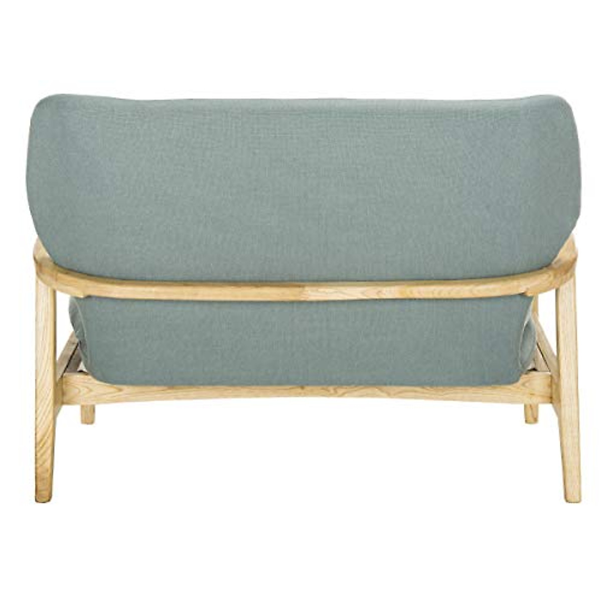 Safavieh Home Ellaria Modern Blue and Natural Settee Loveseat with Pillows