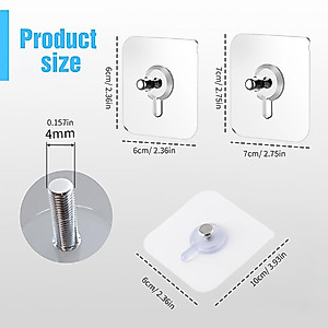 Drill Free Adhesive Hooks, 2024 Upgraded Adhesive Wall Mount Screw Hooks, Hang On Wall Without Nails, Command Hooks for Hanging Pictures for Home Kitchen (6, 2.36 * 2.36 in)