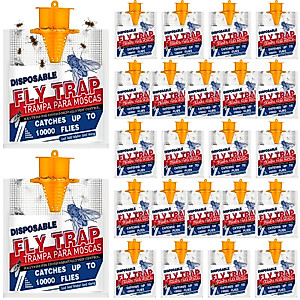Qualirey 24 Pcs Hanging Fly Trap Outdoor Home Fly Bags Outdoor Disposable Fly Killer with Natural Attractant Large Fly Trap Bag Flying Insect Trap for Backyard Balcony Patio Camping (Orange)