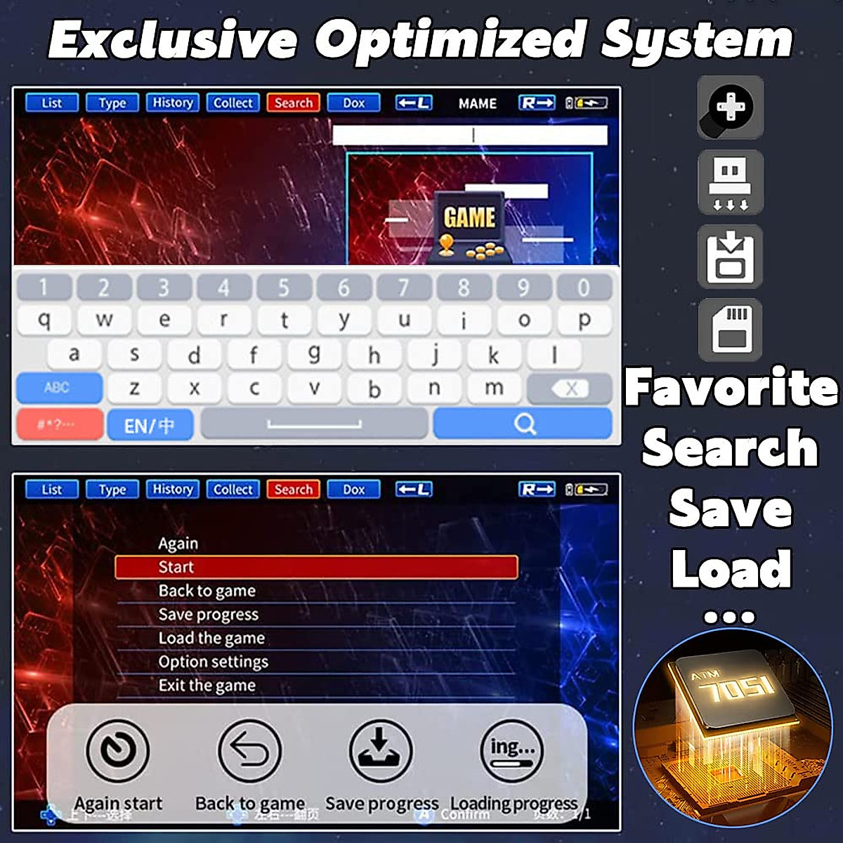 CredevZone X39 Pro Handheld Game Console 4.3 inch Pro Retro Games Consoles Classic Video Games Built-in Preinstalled Rechargeable Battery Portable Style Gaming Consoles 64GB Black