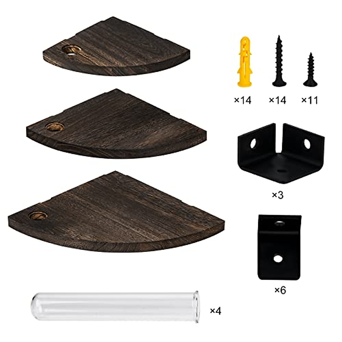 HYPOSFEE Corner Wall Shelf Set of 3, Floating Corner Shelves for Wall, Rustic Wood Wall Storage Display Shelves for Living Room Bedroom Bathroom Kitchen