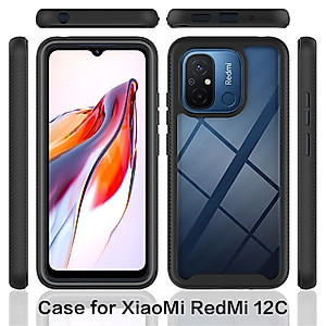 DAMONDY for Redmi 12C Case, Xiaomi Redmi 12C Phone Case,Shock 2 in 1 Drop Protection Hybrid Heavy Duty Dual Layer Armor Protective Case Cover for Xiaomi Redmi 12C -Black