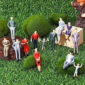 Harrycle 30 Pcs Mini People Figurines 1: 30 Scale Tiny People Model Miniature People Figurines Sitting and Standing Little Plastic People Figurines for Miniature Scenes