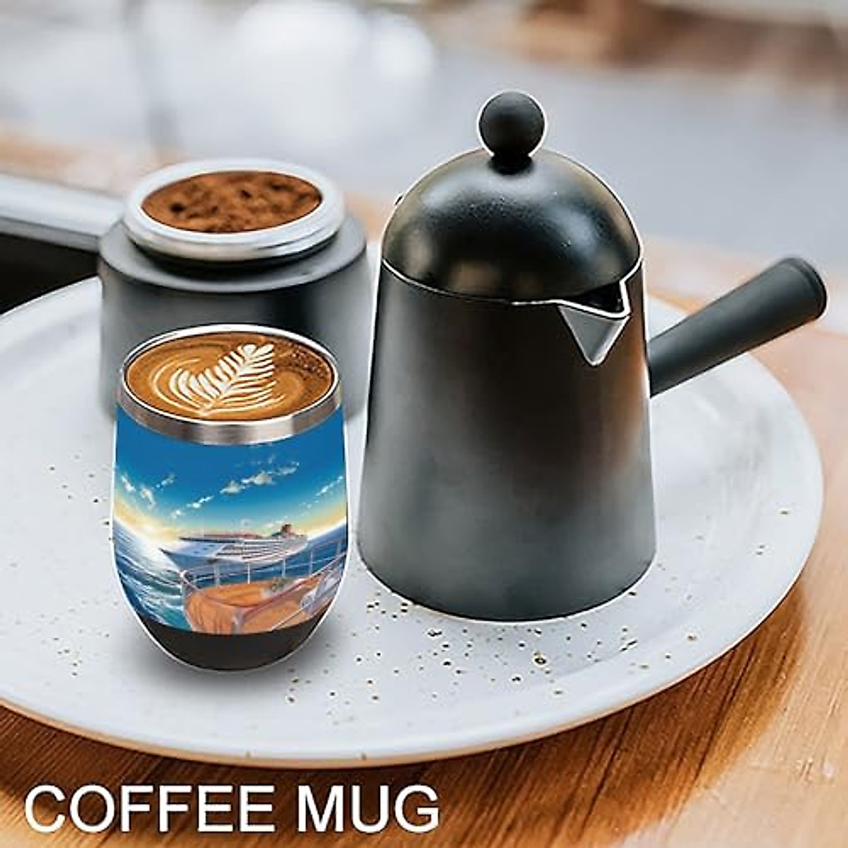 WYUSPGK 304 Stainless Steel Insulated Cup, Summer Sea Cruise Print Smooth Rim, Durable & Reusable - Perfect for Office, Home, And Travel