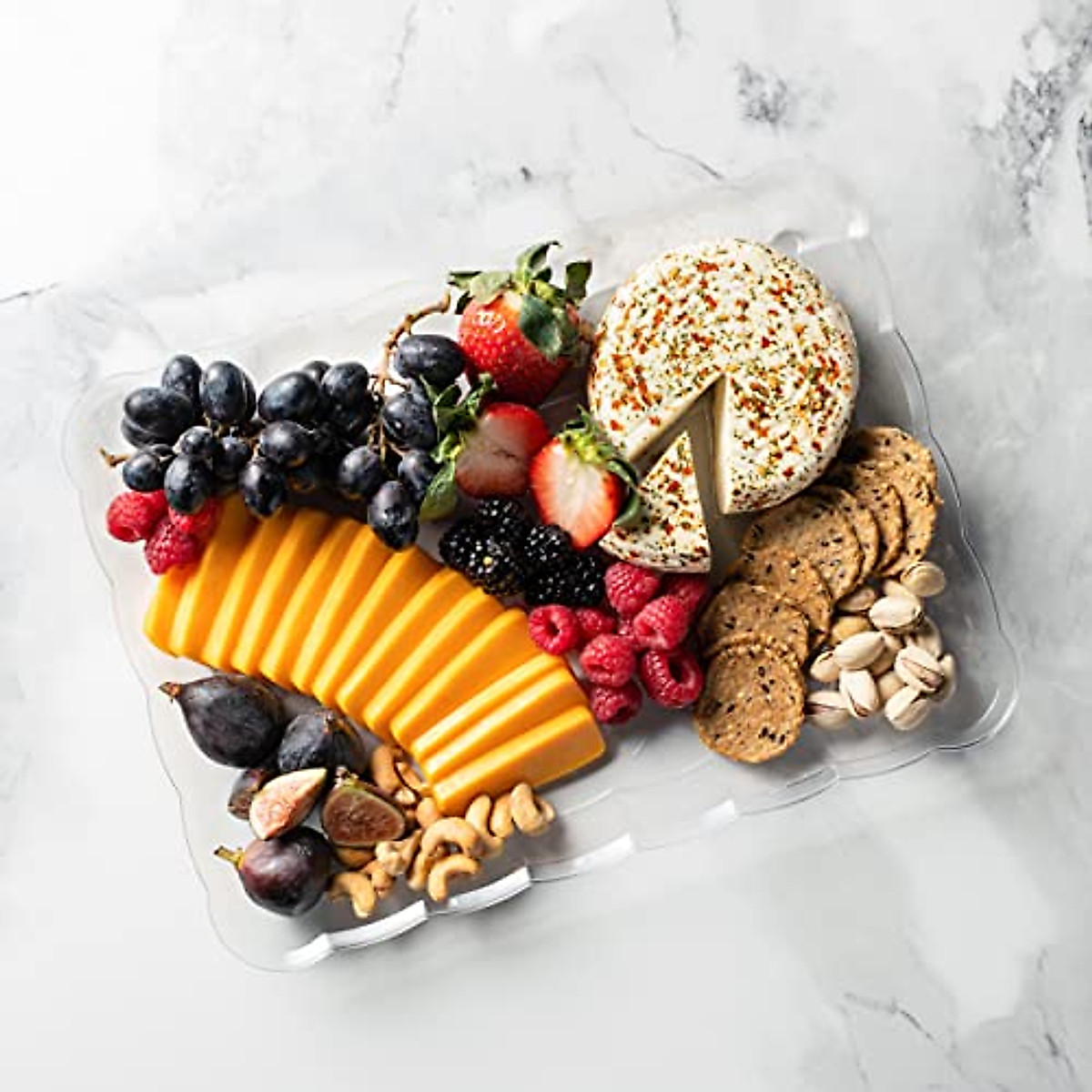 Plastic Serving Trays 9" X 13" Rectangle Serving Platters 4-Pack Clear Party Tray Durable Serving Platter - Disposable Serving Food Tray - Rectangular Cake, Fruit, Cookie Tray - Posh Setting