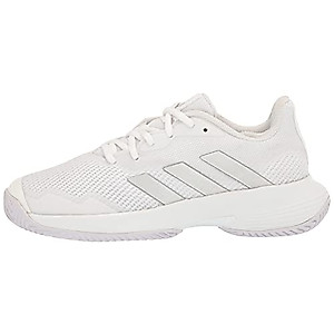 adidas Women's CourtJam Control Sneaker, White/Silver Metallic/White, 8.5