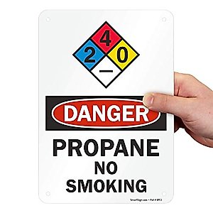 SmartSign "Danger - Propane, No Smoking" NFPA Sign | 7" x 10" Aluminum