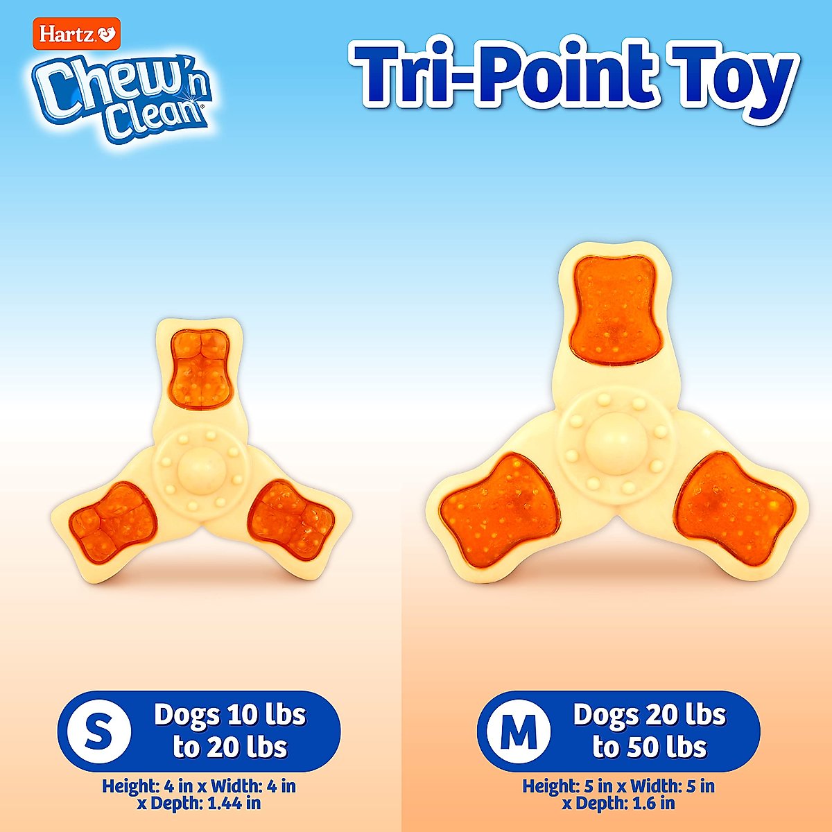Hartz Chew ‘n Clean Chew Toy and Treat in One Chicken Flavored Tri-Point Dog Toy, Small