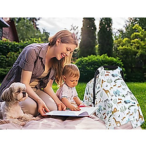 Muslin Car Seat Canopy for Babies, Metplus Lightweight Infant Carseat Cover Breathable Baby Carrier Cover for Boys Girls, Fit Spring Summer/Hot Days/Warm Weather, Woodland Animals