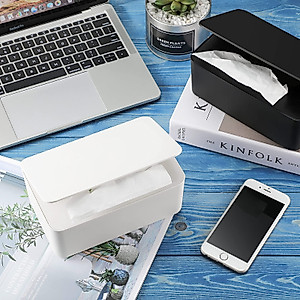 2 Pieces Baby Wipes Dispenser Baby Wipe Case Holder Wet Wipes Storage Box Pouch with Lids Dustproof Wipe Container for Keeping Wipes Fresh for Home Office (Black, White)