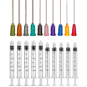 Precision Applications of Glue, 3ml 5ml Syringes and Blunt Tip Needles(14 15 16 18 19 20 21 22 23 25 Ga), for Liquid Measuring, Craft Paint, Epoxy Resin, Oil or Adhesives Applicator