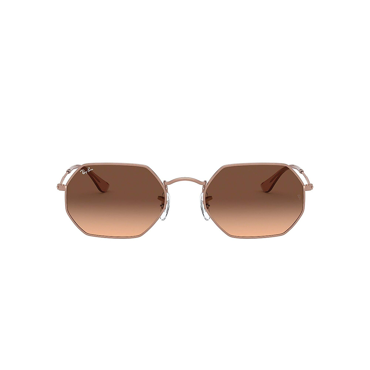 Ray-Ban RB3556N Octagonal Flat Lens Sunglasses, Copper/Pink Gradient Brown, 53 mm