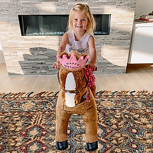 WondeRides Ride on Rocking Horse Toy Pony Cycle Plush Walking Animal Giddy up Pony Mechanical Riding Horse Medium Size 4 for Toddler Age 4-9 (36 Inch Height), Walking Horse Toy with Wheels