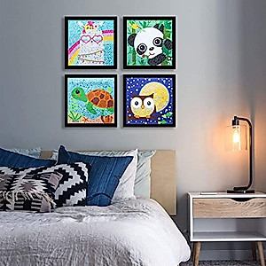 CHWGLFGG 6 Pack 5D Diamond Painting Kits for Kids Beginners, Full Drill Cute Animals Diamond Art Kits, DIY Big Gem Art for Children Ages 6-7-8-9-12, Home Wall Decor 6x6 Inch