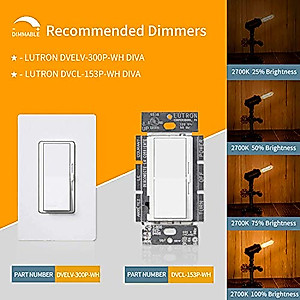 Adshen-US T10 LED Tubular Light Bulbs,Warm White 2700K,6W Dimmable Tube Vintage Led Filament Bulbs 60 Watt Equivalent,E26 Medium Base,LED Edison Bulb for Desk Lamp,Pendant Lights,4-Pack