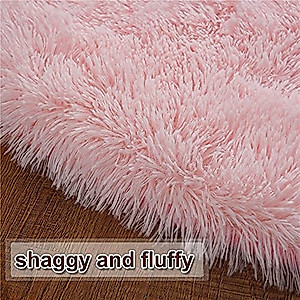 MIEMIE 4x4 Soft Pink Round Area Rug for Bedroom Modern Fluffy Circle Rug for Kids Girls Baby Room Indoor Plush Circular Nursery Rugs Cute Cozy Area Rugs for Living Room