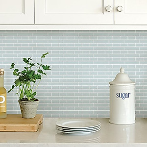In Home NH2361 Sea Glass Peel & Stick Backsplash Tiles, Blue