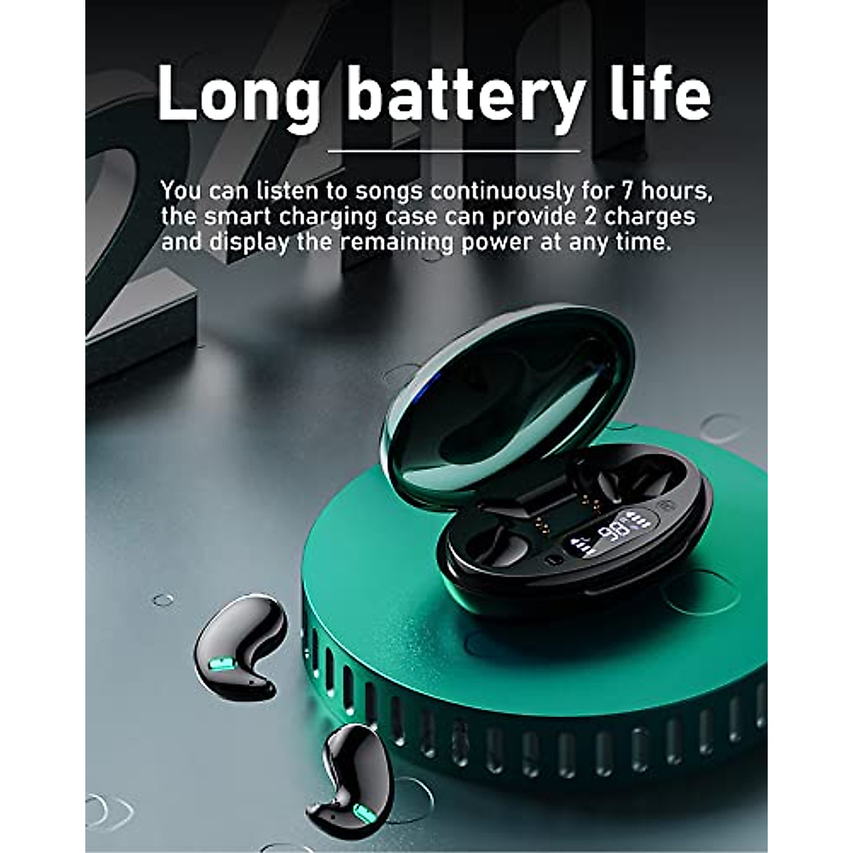 Bluetooth Earbuds Wireless Sleep Headphones Wireless Earphones with Microphones Noise Cancelling Invisible Sleep Earbuds for Side Sleepers 7-Hours Battery Life