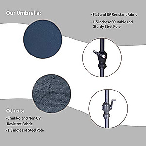 HYD-Parts 9FT Patio Umbrella Outdoor Table Umbrella,Market Umbrella with Push Button Tilt and Crank for Garden, Lawn, Deck, Backyard & Pool (Navy Blue)