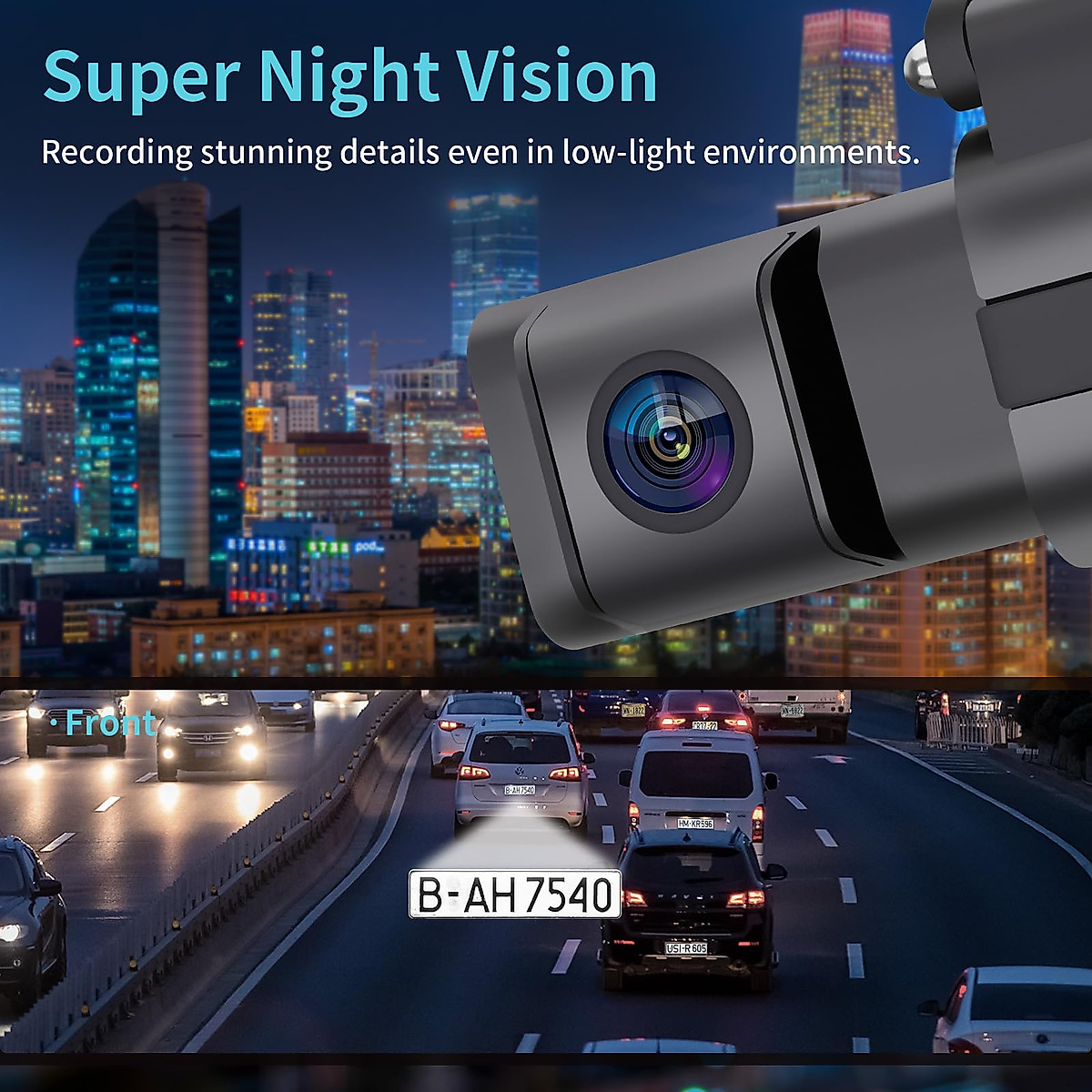 Frvesroe Dash Cam with WiFi APP, 1296P FHD Mini Front Dash Camera for Cars with Super Night Vision, WDR, Loop Recording, G-Sensor, Easy to Install, Free 16GB SD Card，FD-1