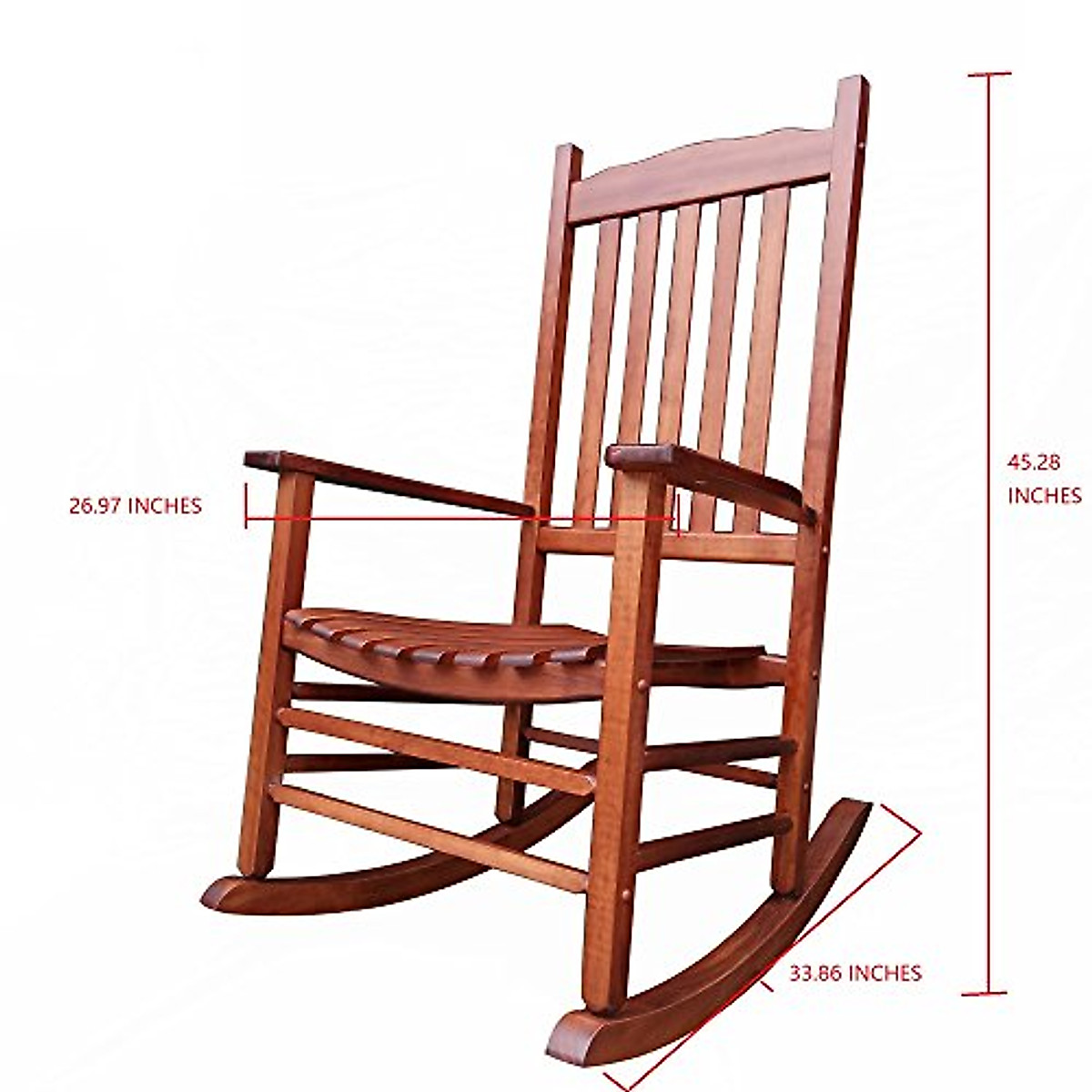 Rocking Rocker - A001NT Natural Wood Porch Rocker/Rocking Chair - Easy to Assemble - Comfortable Size - Outdoor or Indoor Use