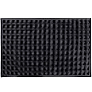 KINJOEK 1 Packs 18 x 12 Inch Rubber Bar Service Mat, Black Drink Coasters, Heavy Duty Leakproof Non Slip Tabletop Protection Home Bar Mat for Countertop Kitchen Restaurant Hotel Beverages Furniture