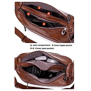 SULCET Crossbody Bag for Women Leather Multi Pockets Shoulder Purse Lightweight Travel Satchel Purse