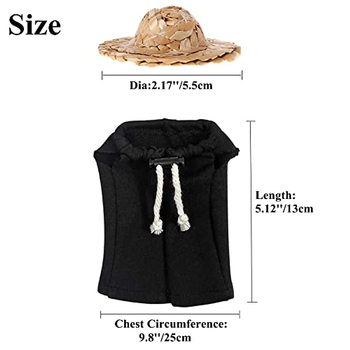 4 Pack Lizard Clothes for Bearded Dragons Straw Hat Set Reptile Apparel Handmade Sleeveless T-Shirt Vest Skin Protection Photo Party for Lizard Bearded Dragon Crested Gecko Chameleon (L, 4 Pack Set)