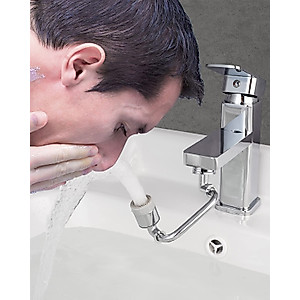 Hibbent 1080° Rotatable Faucet Extender, Swivel Faucet Aerator, Metal Faucet Attachment Dual Function Kitchen Bathroom Sink Sprayer Attachment for Gargle/Eye/Face Washing 15/16'' Male Thread