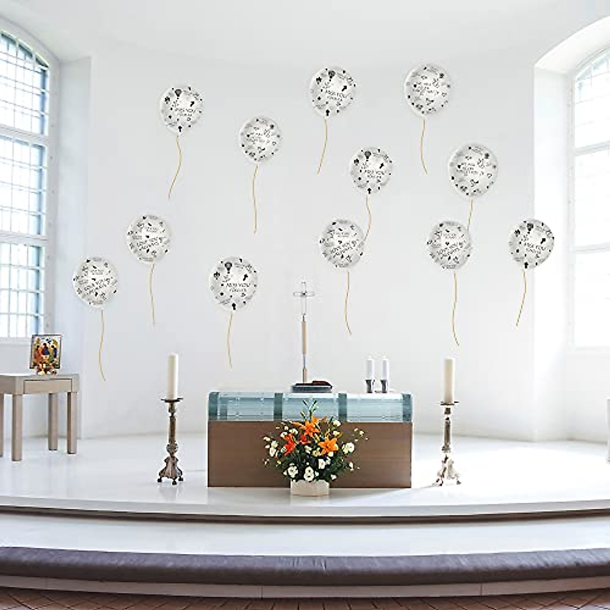 PANTIDE 37Pcs Memorial Balloons Set White Remembrance Funeral Celebration of Life Biodegradable Latex Balloon with Ribbon Miss You Forever Love You Always We Will Never Forget You Balloons Decorations