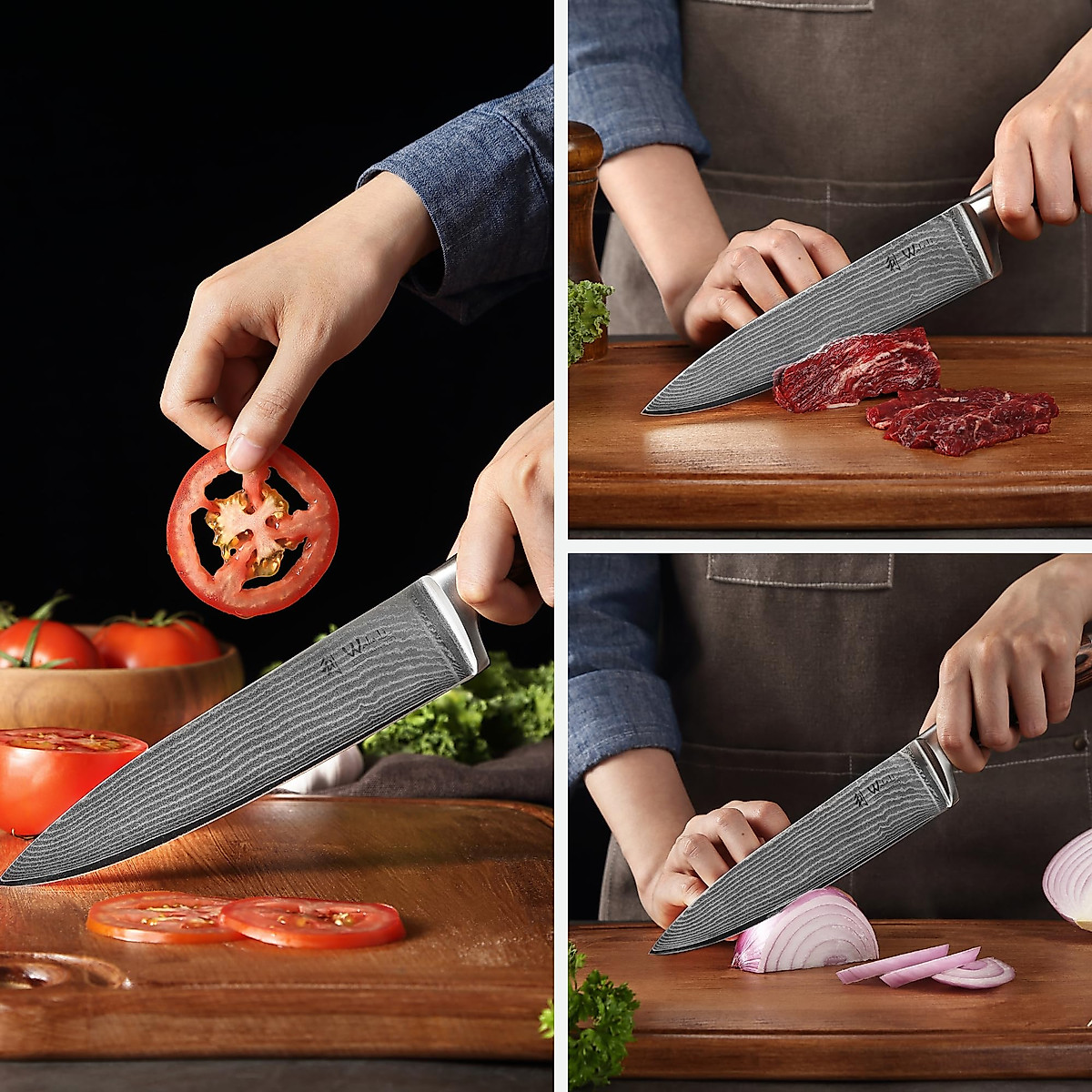 Wakoli Damascus Kitchen Knife Set, 6 Pieces Professional Chef Knife Set made from 67 Layers of Damascus Steel with VG10 Core, Knives Set for Kitchen with Pakkawood Handles in Gift Box (EDIB 6-pcs)