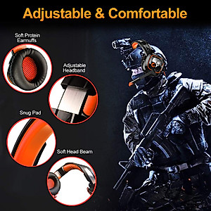 STOGA Professional Gaming Headset with 50MM Comfy Earmuffs, Over Ear Headphones with Noise Canceling Microphone & LED Light, Compatible with PS4, Xbox One, Switch, PC, PS3, Mac, Laptop