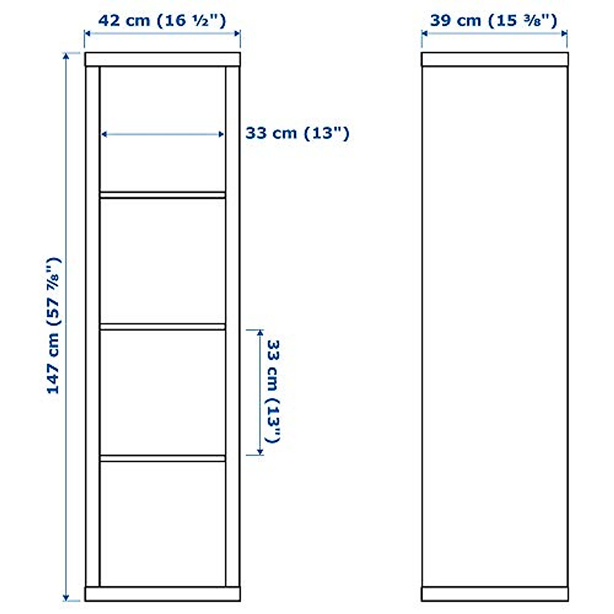 Ikea KALLAX shelving unit white (42x39x147 cm) 4 shelf