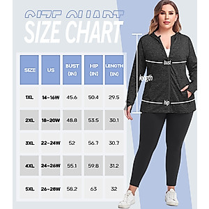 COOTRY Womens Plus Size Workout Jackets Full Zip Up Lightweight Athletic Running Hoodies with Thumb Holes Black 3XL