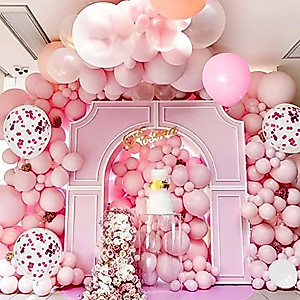 Pink White Gold Latex Balloons Kit 12 Inch, Pink Gold Confetti Balloons Party Decoration Supplies for Girl‘s Birthday Baby Shower valentines day.51pcs…