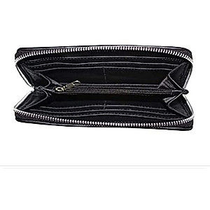 Womens Zipper Wristlet Cowhide Clutch - Black White Cow Hide Cow Skin Leather Hand Clutch Zip Phone Wallet Clutch Card Case 8' X 4' - Gift for her