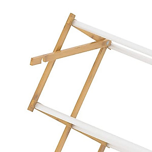 Disracker Folding Clothes Drying Rack Collapsible Bamboo Hanging Clothes Rack Portable Laundry Racks for Drying Clothes with Metal Rod 35 Inch