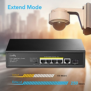 Cudy 5 Port 120W Gigabit PoE+ Switch, PoE Switch, 60 Watts Port 1, 4 PoE Ports, 802.3 at/AF, VLAN, Extension to 250 Meters, Not Support 802.3bt, GS1005PTS1