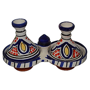 Moroccan Handmade Tagine Double Spice Holder seasoning Container