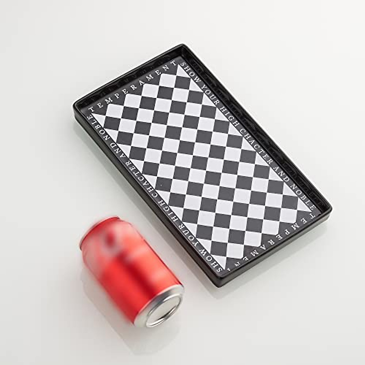 Redelaenor Ring Dish Rectangular Trinket Jewelry Tray Ceramic Dresser Bathroom Vanity Storage and Holder Black and White Grid Medium