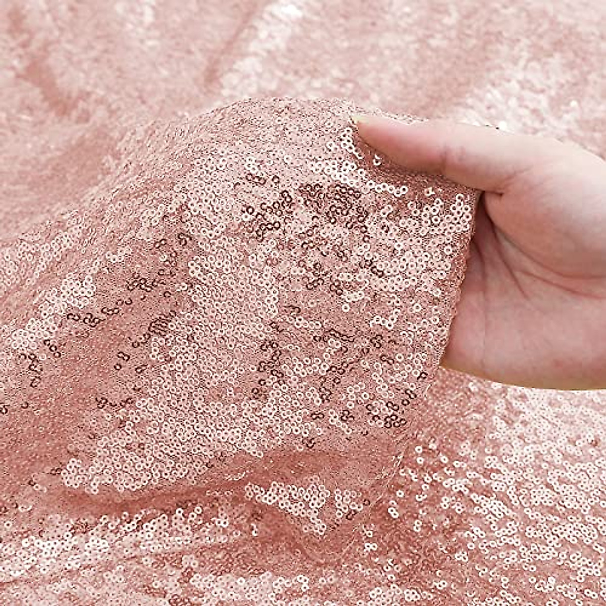 Sugargirl Rose Gold Sequin Backdrop Curtain 4 Panels 2FTx8FT Glitter Rose Gold Background Drapes Sparkle Photography Backdrop for Party Wedding Birthday Wall Decoration