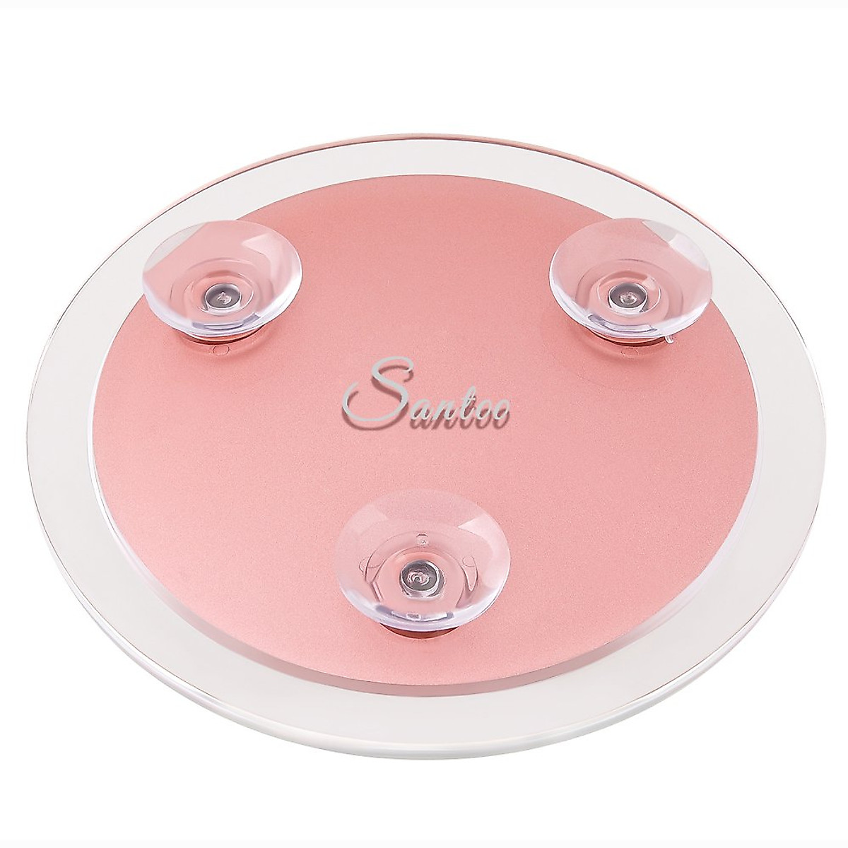 SANTOO 15X Magnifying Mirror - with 3 Mounting Suction Cups - Used for Precise Makeup - Eyebrows/Tweezing - Blackhead/Blemish Removal - Bathroom/Travel Makeup Mirror - 6 Inch Round (Rose Gold)