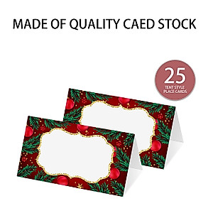 Place Cards for Christmas Party, Editable Name Place Cards, Seating Place Cards for Tables, Tent Style Cards for Wedding, Dinner Party or Any Occasion, Easy Folding, Pack of 25 Escort Cards(A15)