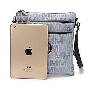 MKF Crossbody Bag for Women – PU Leather Triple Zip Messenger Handbag – Crossover Purse Pocketbook, Shoulder Strap Black